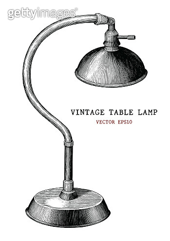 Vintage table lamp hand draw vintage engraving antique style isolated ...