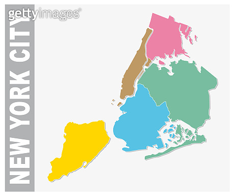 Colorful New York City administrative and political map, united states ...