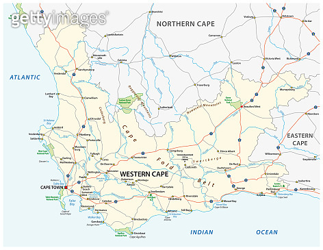 south africa western cape province road and national park map ...