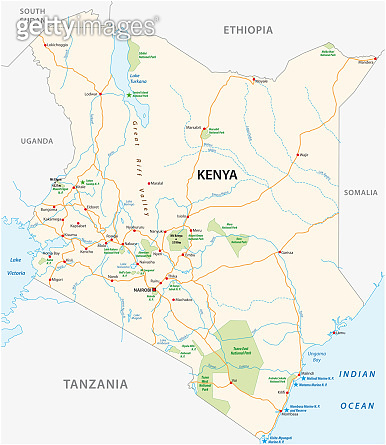 kenya road and national park map 이미지 (979794634) - 게티이미지뱅크