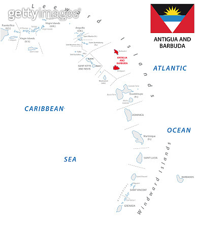 lesser antilles outline map with antigua and barbuda 이미지 (1037442008 ...