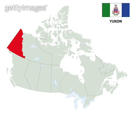 yukon territory outline map with flag 이미지 (945748552) - 게티이미지뱅크