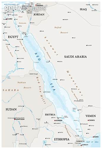 Map of the Red Sea with its neighboring countries. (1022694376) 일러스트 ...