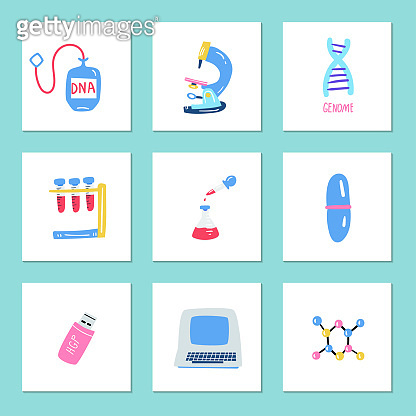 Hand drawn genome sequencing illustration. Human dna research ...