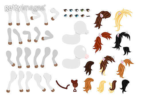 Create your own cute little pony. Different types of mane, tails, eyes ...