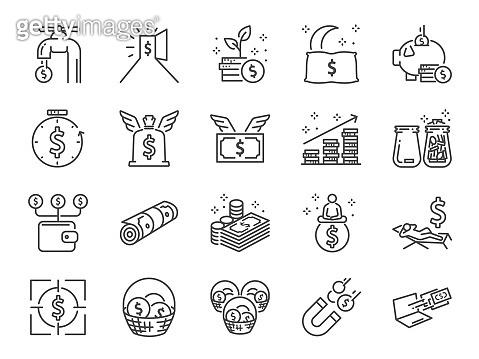 Passive income line icon set. Included the icons as Financial freedom ...