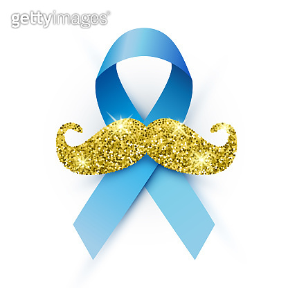 Blue ribbon with golden mustache vector illustration. 이미지 (1045225042 ...
