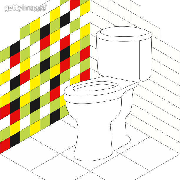 Vector toilet room with white isometric ceramic toilet bowl ...