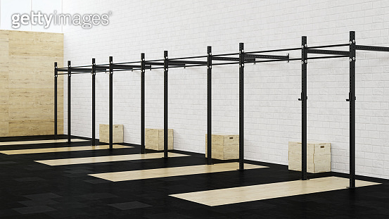 Gym. Crossfit. Equipment for cross-flow. 3D rendering. 이미지 (924406478 ...