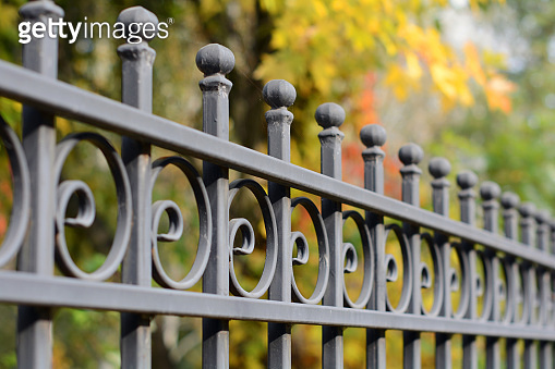 Image of a Beautiful decorative cast metal wrought fencing with ...