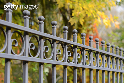 Image of a Beautiful decorative cast metal wrought fencing with ...