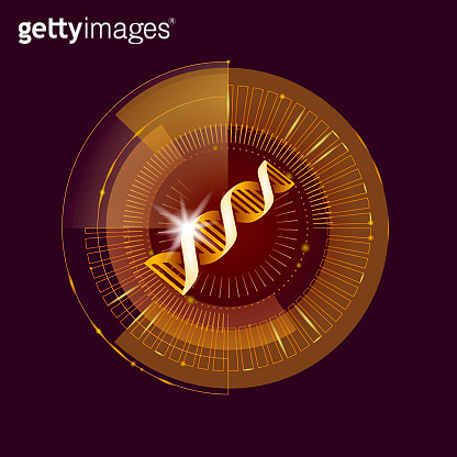 DNA binary code gold future computer technology concept. Cosmetic ...