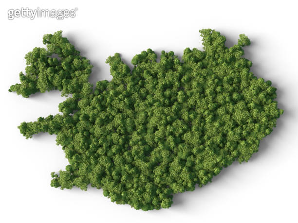 Forest in Iceland map shape 이미지 (1006116442) - 게티이미지뱅크