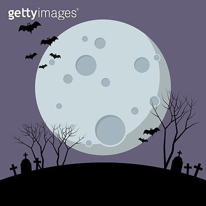Halloween night with bats flying over moon 이미지 (1026979804) - 게티이미지뱅크