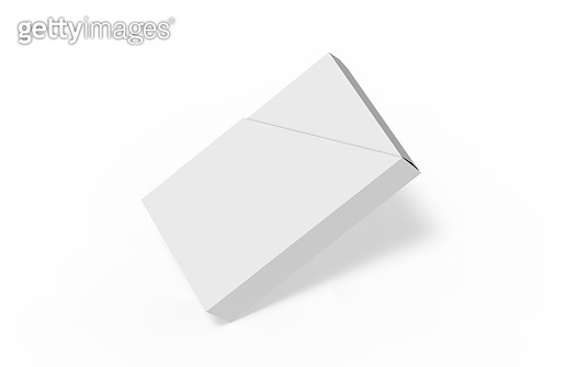 Blank box and slide trapezoid cover on isolated white background ...