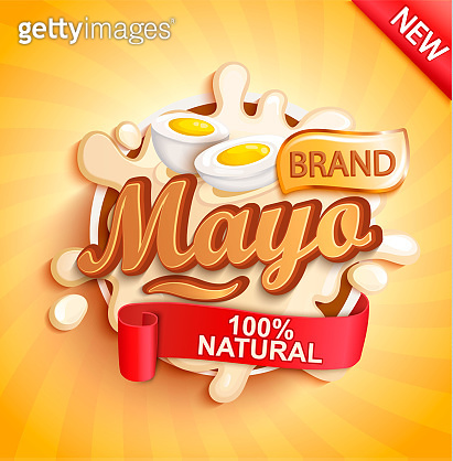 Mayo label splash, natural and fresh. 이미지 (1064714982) - 게티이미지뱅크