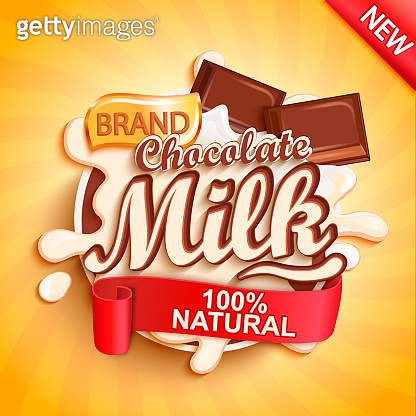Chocolate milk label splash, natural and fresh. 이미지 (1064714978) - 게티이미지뱅크