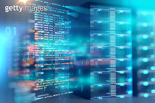 server room 3d illustration with programming data design element. 이미지 ...