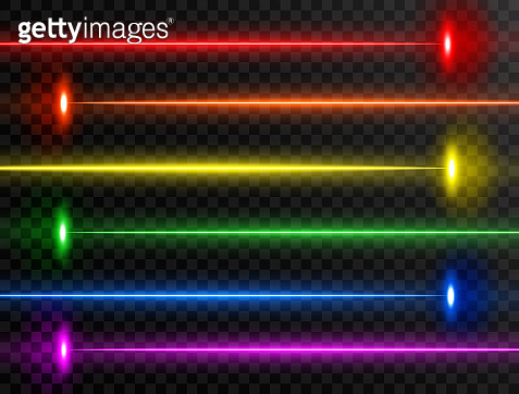 Laser beam set. Colorful rainbow laser beam collection isolated on ...