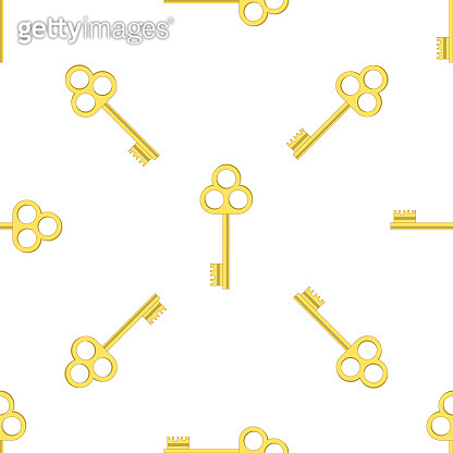 Yellow Keys Isolated on White Background. Seamless Gold Key Pattern 이미지 ...