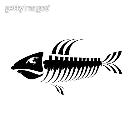 Fish Bone Skeleton Symbol Isolated. Sea Fishes Icons. (1070761280) - 게티 ...