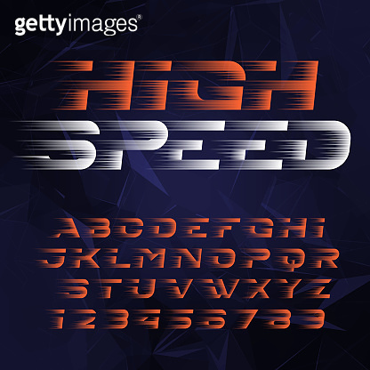 Speed alphabet font. Fast speed effect futuristic type letters and ...