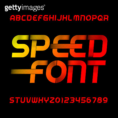 Speed alphabet font. Wind effect type letters and numbers. (972597094 ...
