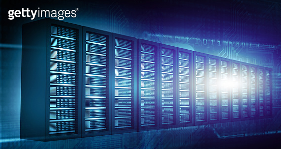 Network server, server farm on blue background 이미지 (1048176724) - 게티이미지뱅크