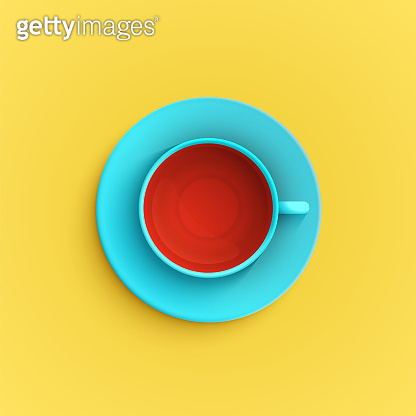 Abstract minimal illustration of realistic cup if tea in pastel colors ...