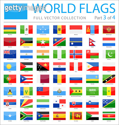 World Flags - Vector Rectangle Glossy Icons - Part 3 of 4 (933841008 ...