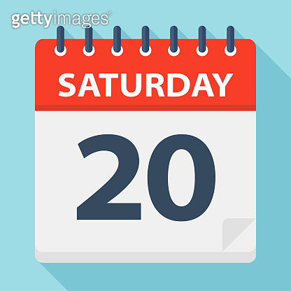 Saturday 20 - Calendar Icon. Vector illustration of week day paper leaf ...