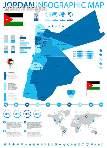 Jordan - infographic map and flag - Detailed Vector Illustration ...