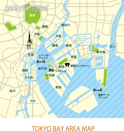 Tokyo bay area map (english) (923283766) 일러스트, 무료 일러스트 - 게티이미지뱅크