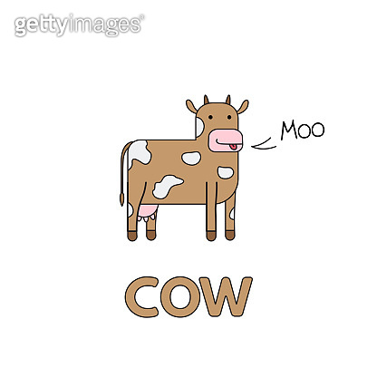 Cartoon Cow Flashcard for Children (928214638) 일러스트, 무료 일러스트 - 게티이미지뱅크
