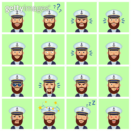 Big set of navy captain emoticons 이미지 (927027806) - 게티이미지뱅크