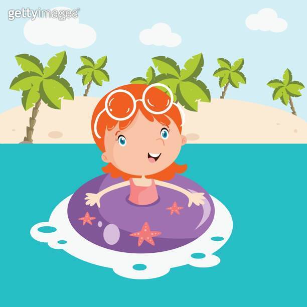 adorable little boy swimming in the sea while vacationing on the summer ...