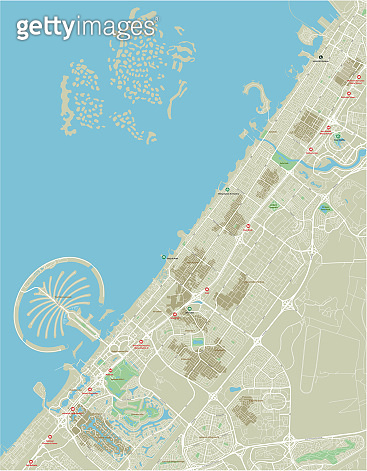 Vector city map of Dubai with well organized separated layers ...