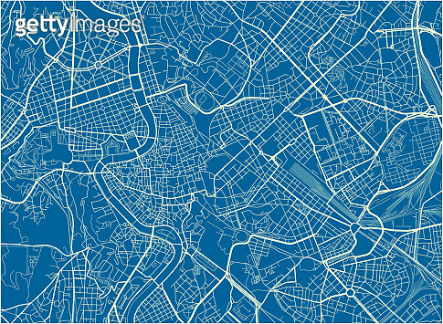 Blue and White vector city map of Rome with well organized separated layers. 이미지 (909432580 ...