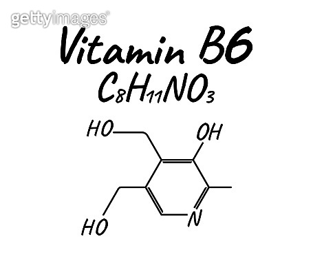 Vitamin B6 Label and Icon. Chemical Formula and Structure Logo. Vector ...