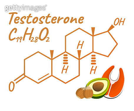 Testosterone with Food Label and Icon. Chemical Formula and Structure ...