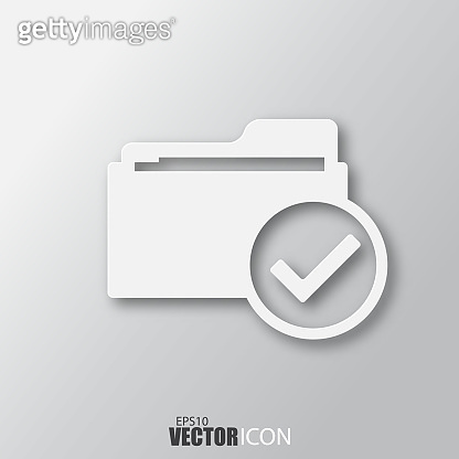 Select folder icon in white style with shadow isolated on grey ...