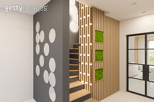 3d render interior design of a foyer in a private country house 이미지 ...
