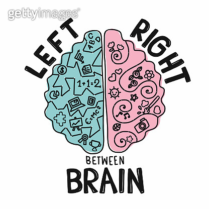 Left vs Right brain cartoon doodle vector infographic illustration ...
