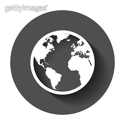 Globe world map vector icon. Round earth flat vector illustration ...