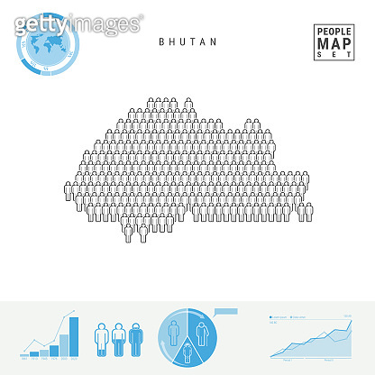 Bhutan People Icon Map. Stylized Vector Silhouette of Bhutan ...