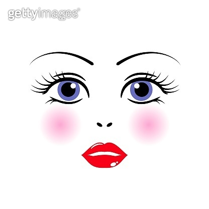 Doll, girl, woman cute face template vector (925287390) 일러스트, 무료 일러스트 ...
