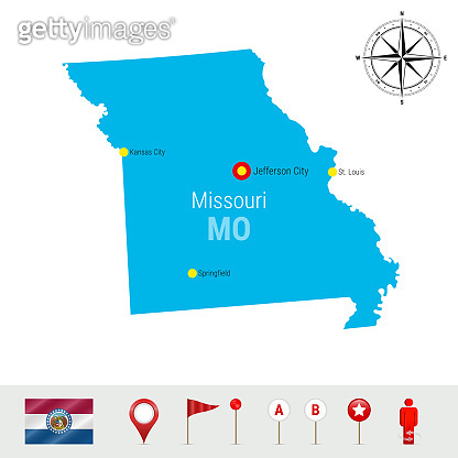Missouri Vector Map Isolated on White Background. High Detailed ...