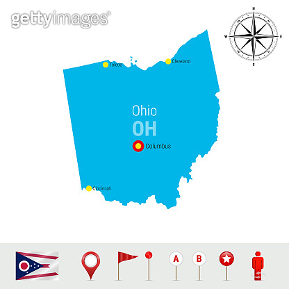 Ohio Vector Map Isolated on White Background. High Detailed Silhouette ...