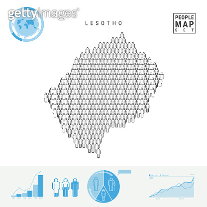 Lesotho People Icon Map. Stylized Vector Silhouette of Lesotho ...