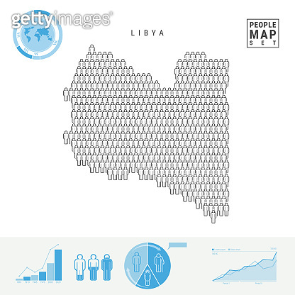 Libya People Icon Map. Stylized Vector Silhouette of Libya. Population ...